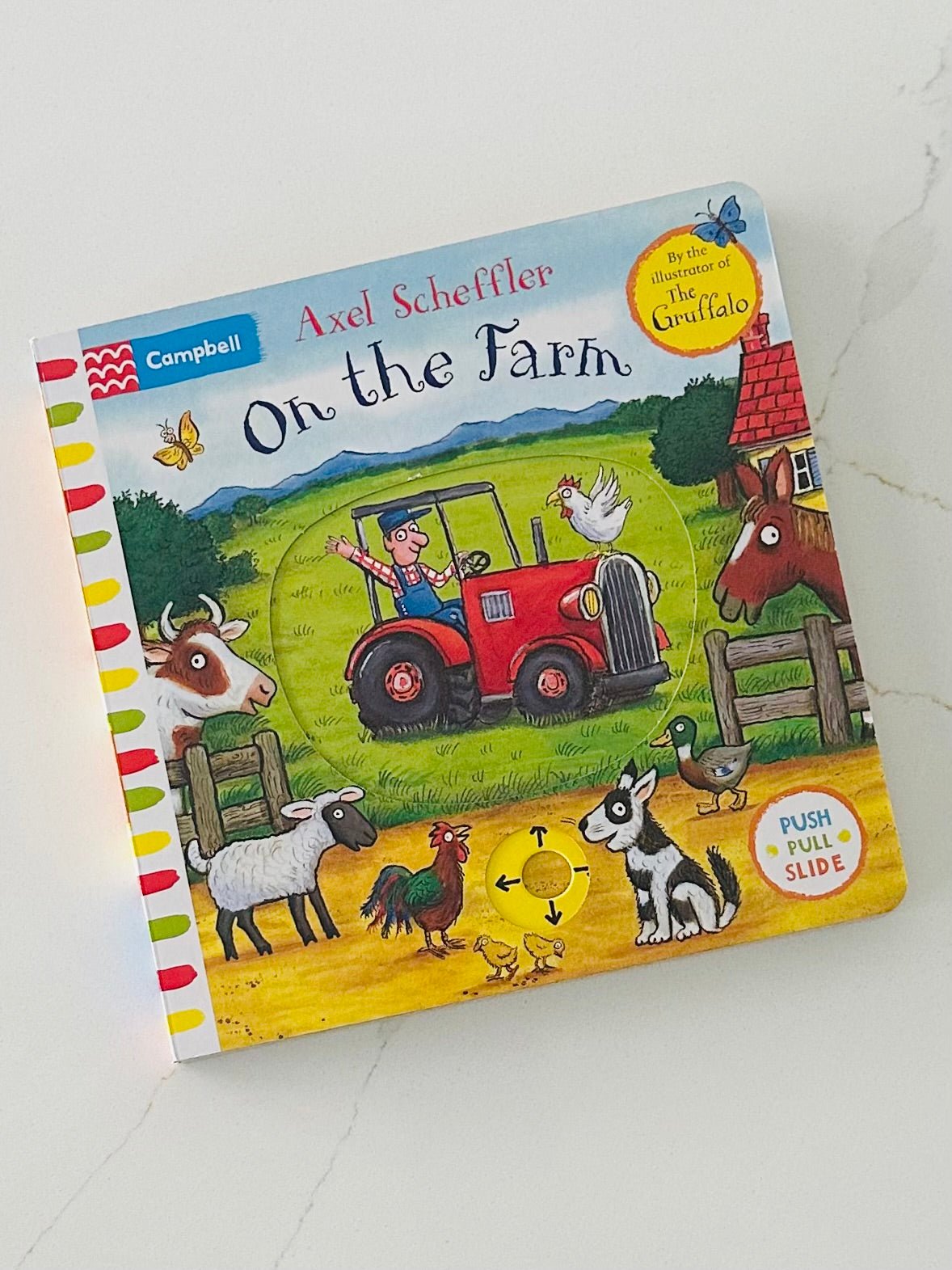On the Farm: A Push, Pull, Slide book by Axel Scheffler – Wondertivity