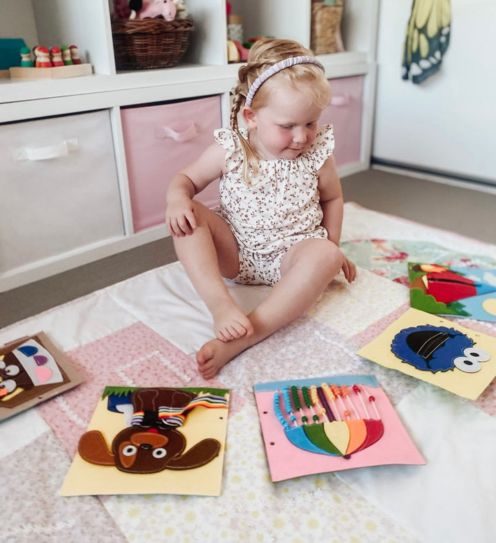 Wondertivity quiet books, busy books, felt books, and Montessori books